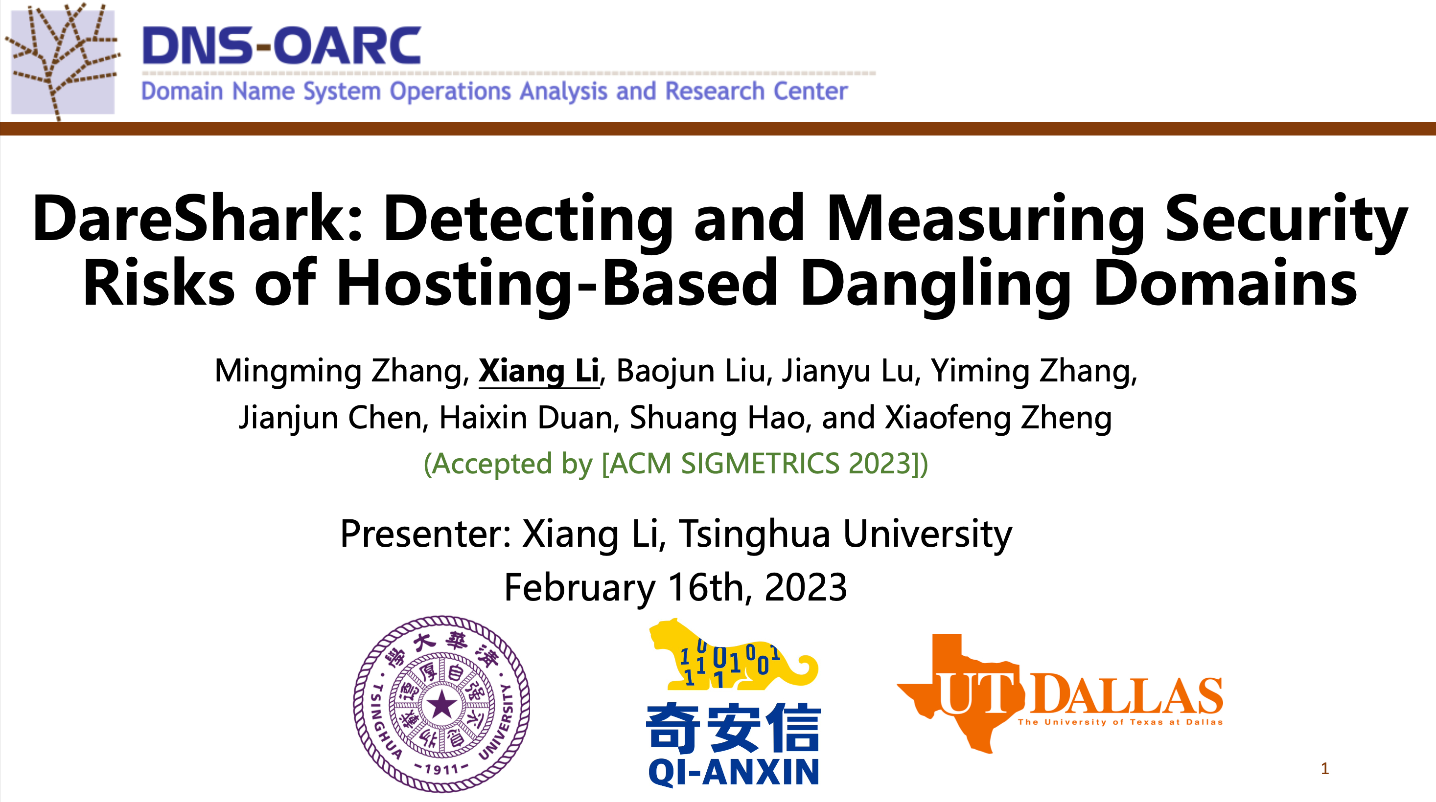 OARC 40 & NANOG 87 Workshop | 李想 | Xiang Li